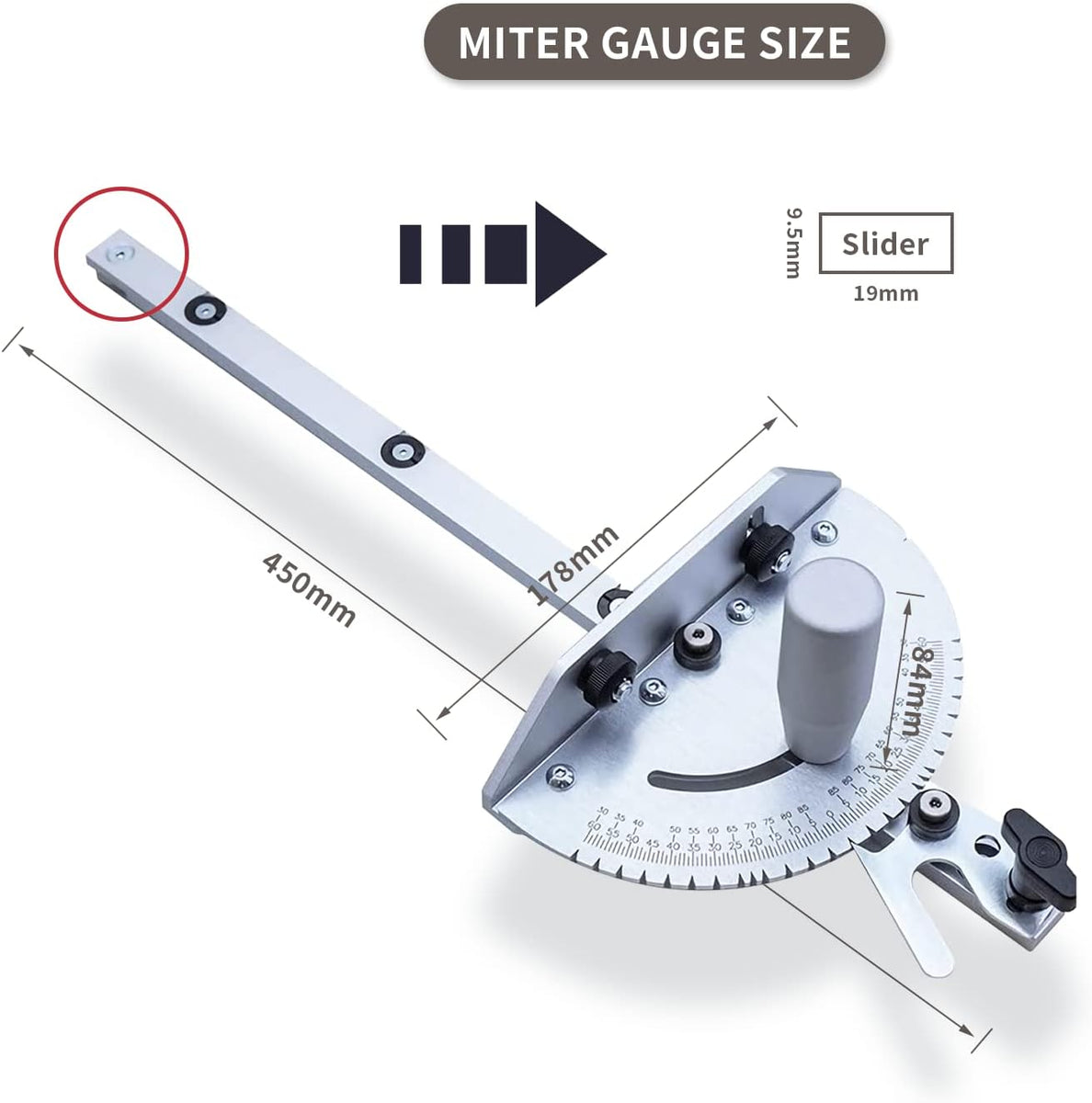 Precision Miter Gauge, Miter Gauge with 27 Angle Stops, Miter Fence wi ...