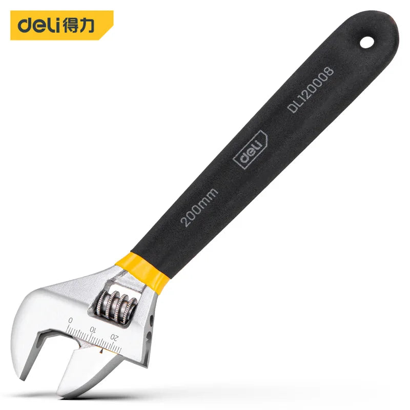DELI Adjustable Wrench Universal Spanner Dip Plastic Carbon Steel Mech ...