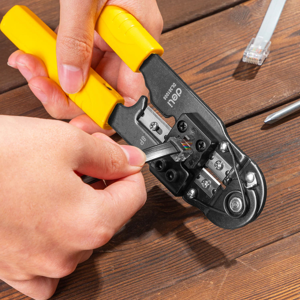 Deli Crimping Tool Ethernet Network LAN Cable Crimper Cutter Stripper ...