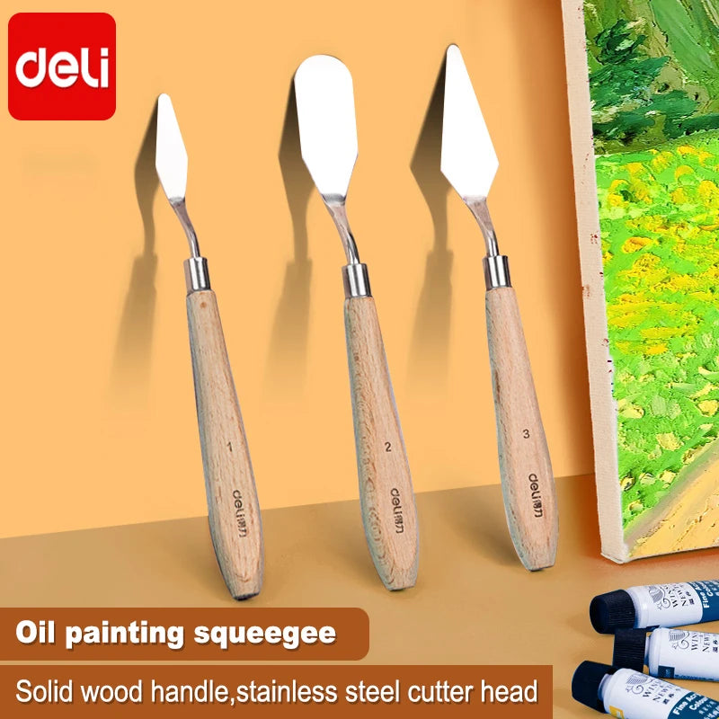 Deli Oil Painting Knife Stainless Steel Scraper Artist Crafts Spatula ...