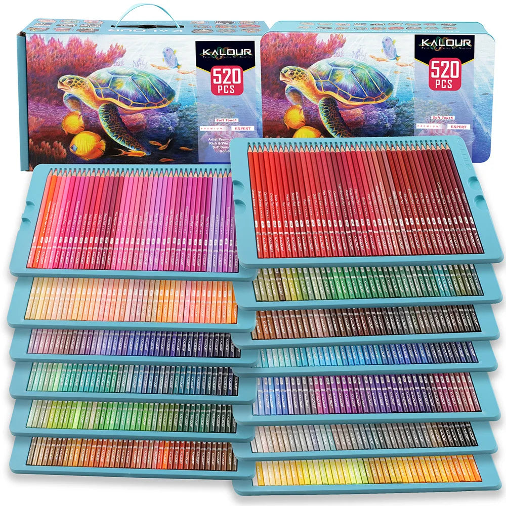 KALOUR 520 Colors Colored Pencils Set Artists Soft Core Vibrant Color ...