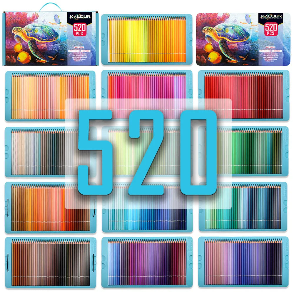 KALOUR 520 Colors Colored Pencils Set Artists Soft Core Vibrant Color ...