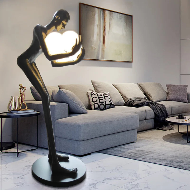 Humanoid Art Sculpture Holding Ball Floor Lamp Creative Humanoid Sculp ...