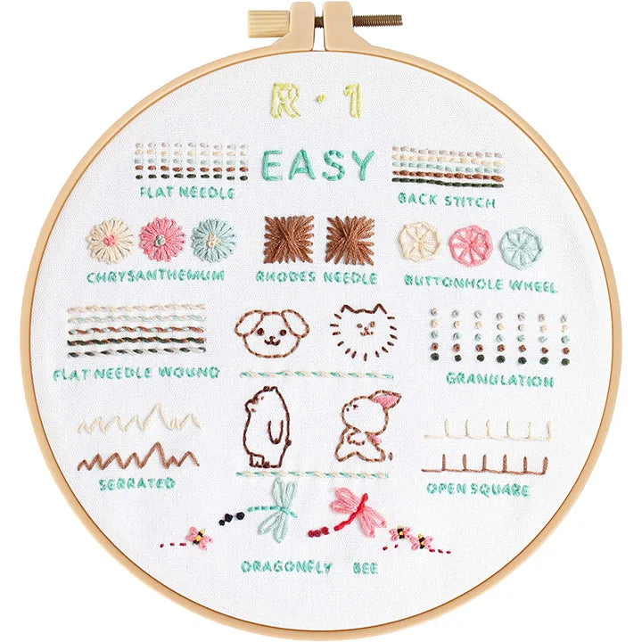 AOOKMIYA 4 Stage Embroidery Kit for Beginners Adults Learn 38Stitches