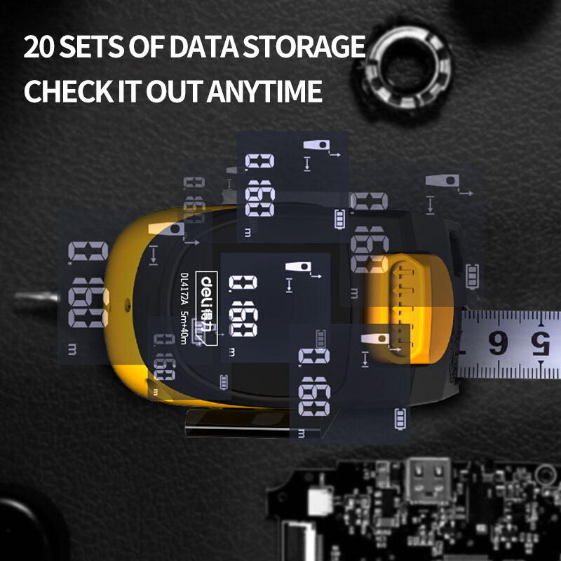 Deli 40m Laser Tape Measure Retractable Digital Electronic Roulette La ...