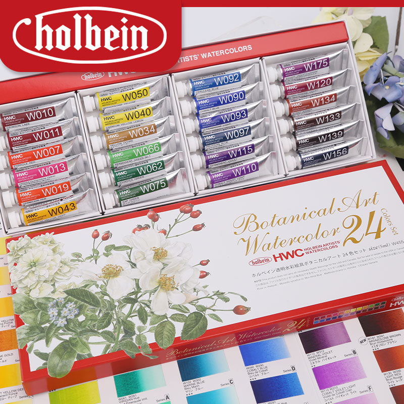 AOOKMIYA Holbein HWC Artists' Watercolor Botanical Art Set of 24 Color