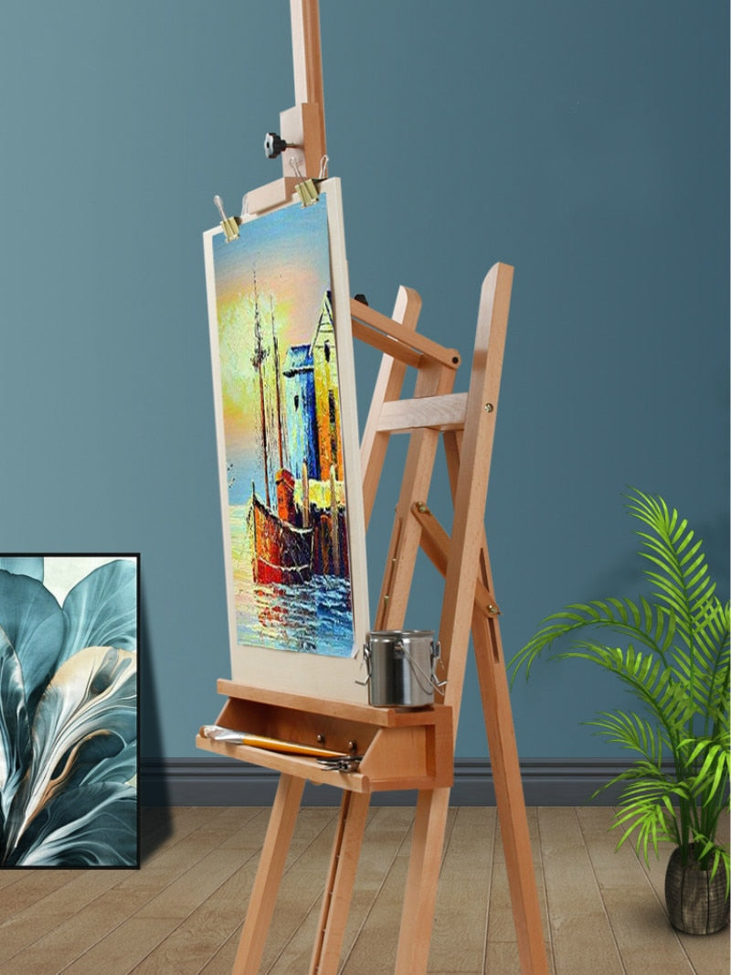 Easel Caballete Foldable Lifting Chevalet En Bois Artist Oil Paint Sta ...